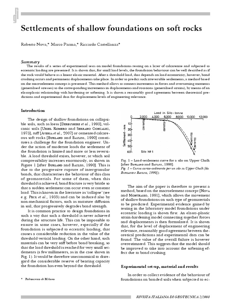 01 - Settlements of Shallow Foundations On Soft Rocks | PDF ...