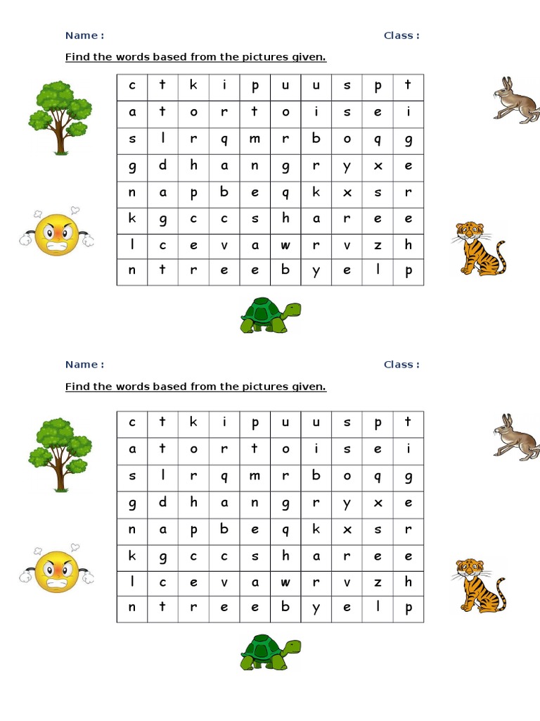 Find The Words Based From The Pictures Given.: Name: Class | PDF