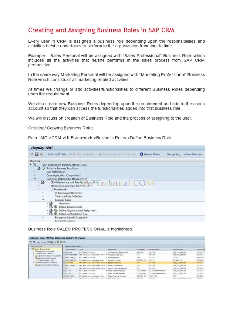 Assigning Business Roles in SAP CRM | PDF | Customer Relationship ...
