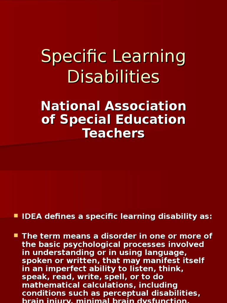 Specific Learning Disabilities | PDF | Learning Disability | Dyslexia