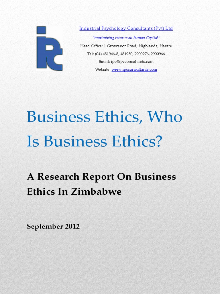 Business Ethics in Zimbabwe Research Report | PDF | Business Ethics ...
