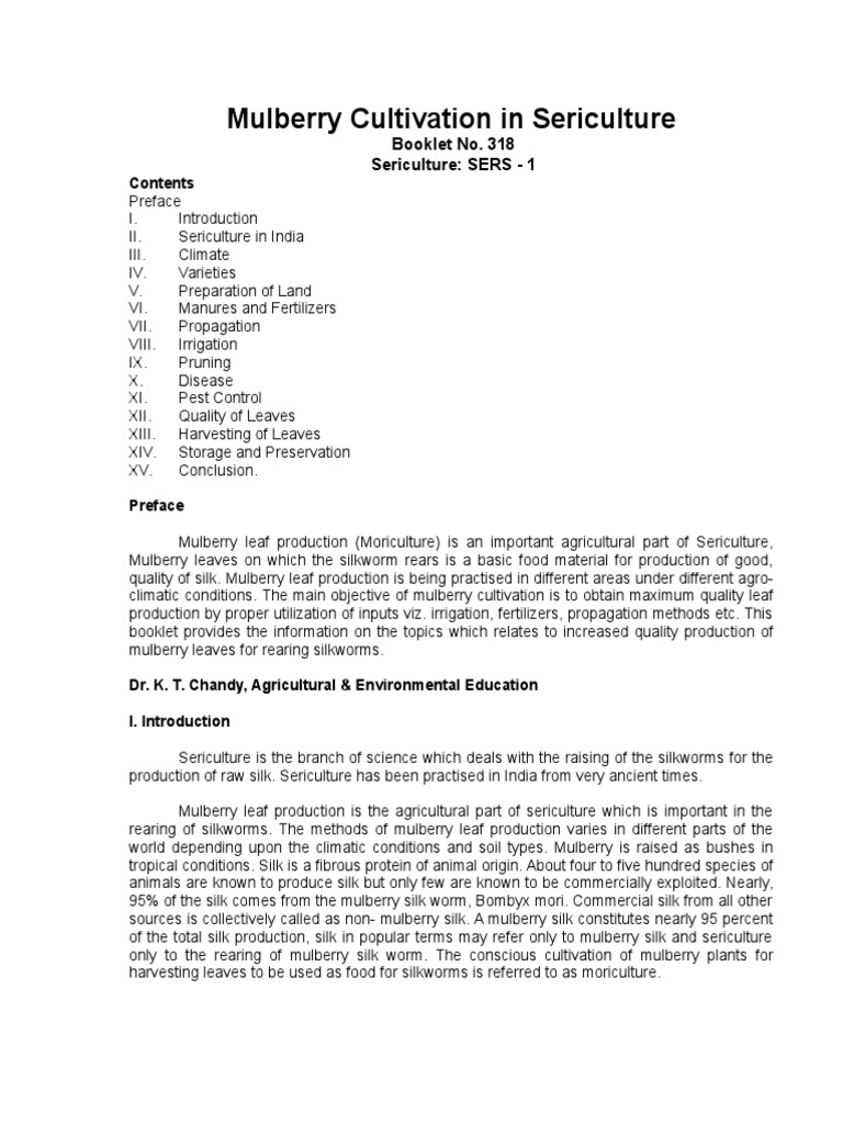 Mulbery Cultivation in Sericulture | PDF | Grafting | Manure