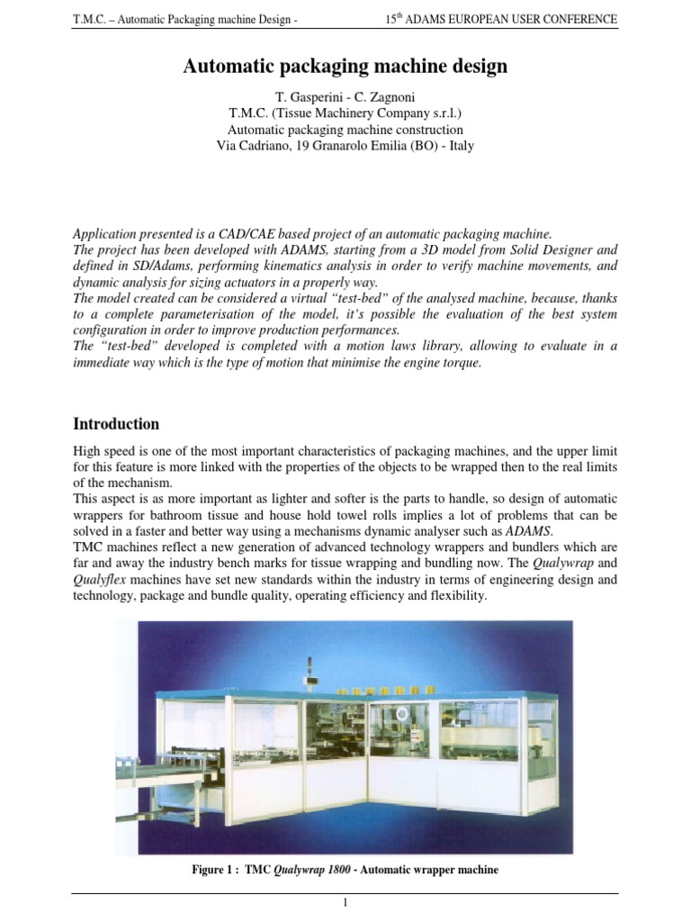 TMC Packaging Machine | PDF | Machines | Machine (Mechanical)