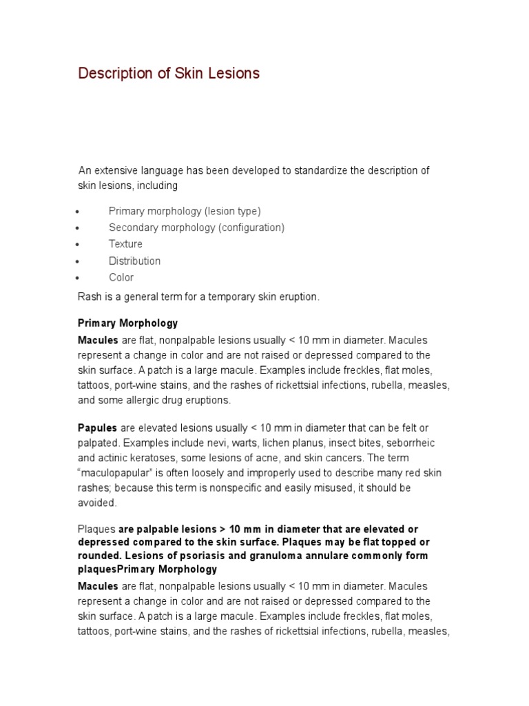 Standardized Skin Lesion Descriptions | PDF | Dermatitis | Allergy
