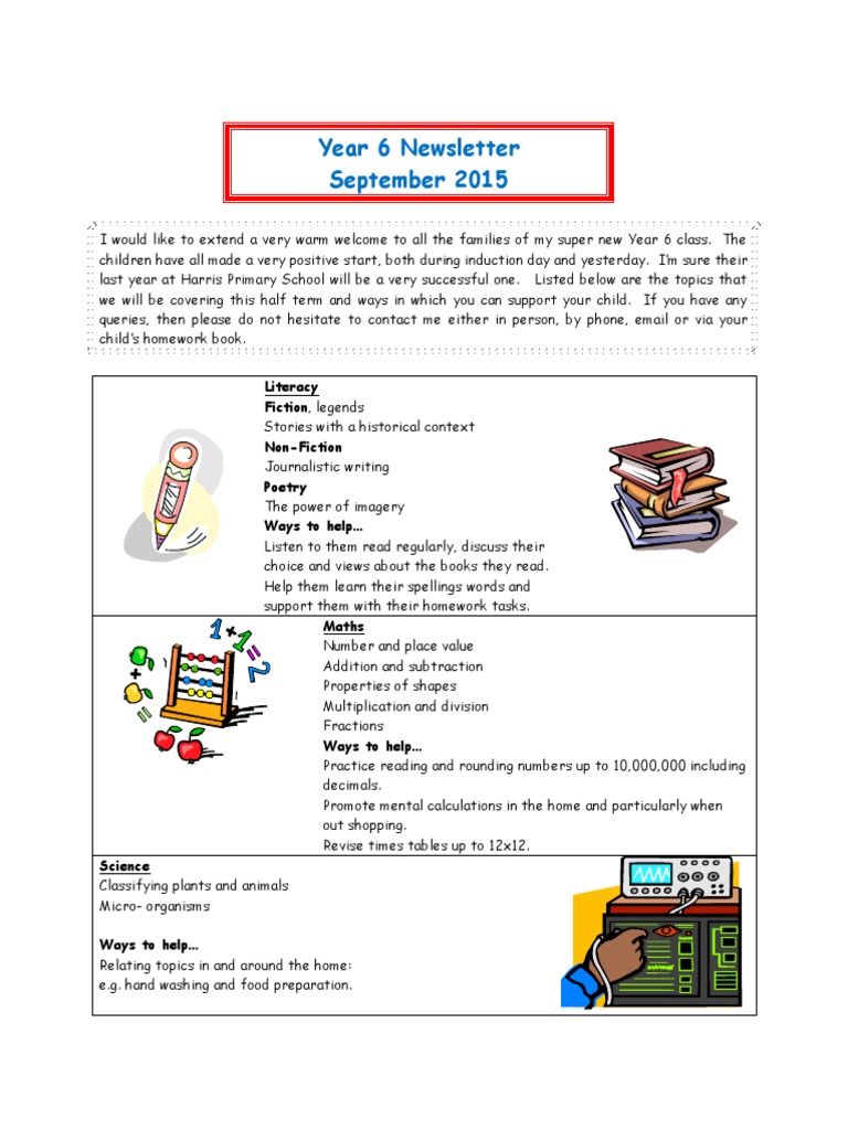Year 6 Newsletter Autumn 1 2015 | PDF | Cognition | Communication