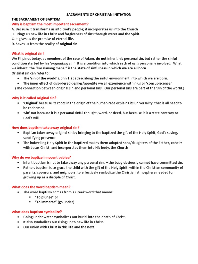 Sacraments (Exposition and Summary) | PDF | Baptism | Confirmation