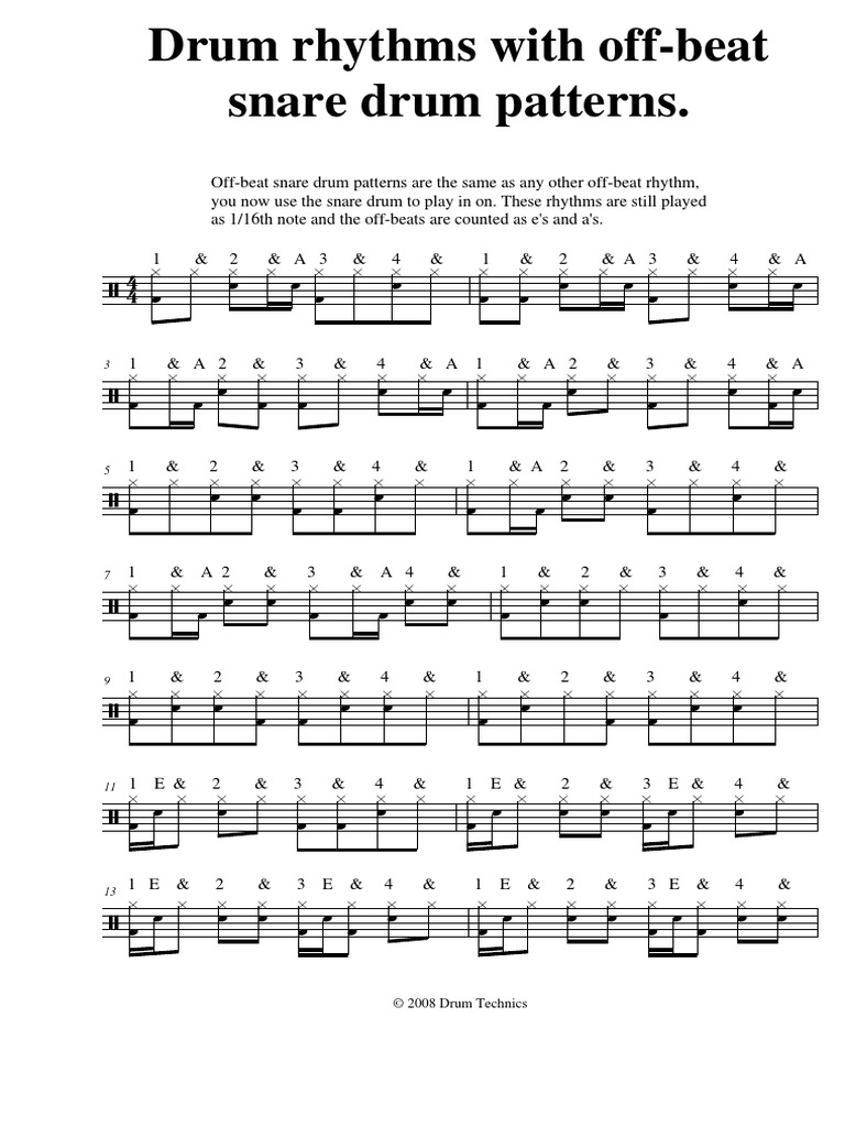 Off Beat Snare Drum Patterns | PDF