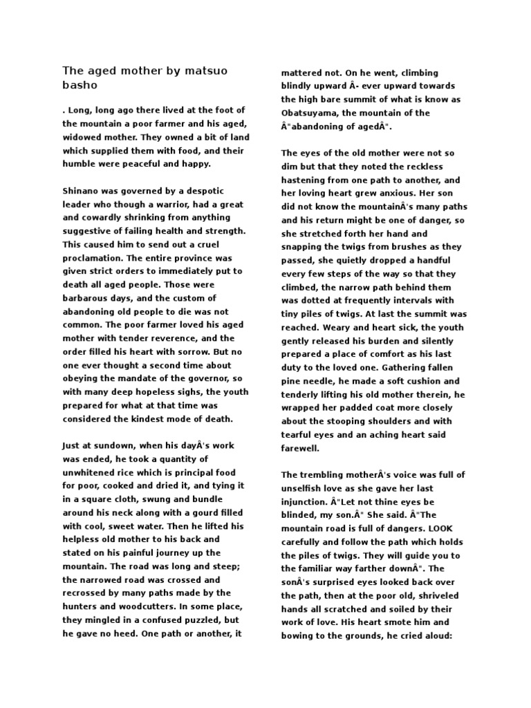 The Aged Mother by Matsuo Basho | PDF | Ukiyo E | Japan