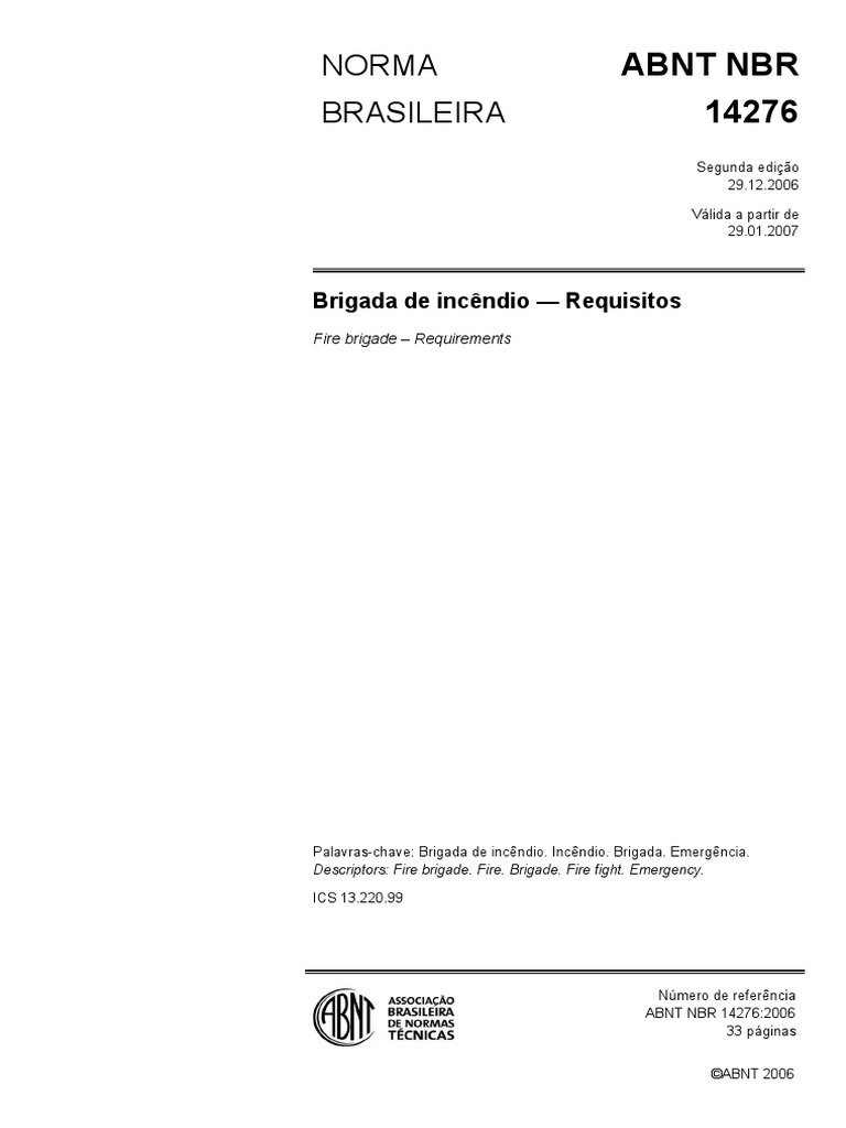 NBR-14276-Brigada Word | PDF | AVC | Incêndios