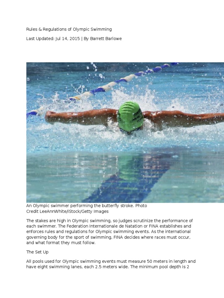Swimming Rules | PDF | Swimming (Sport) | Water Sports
