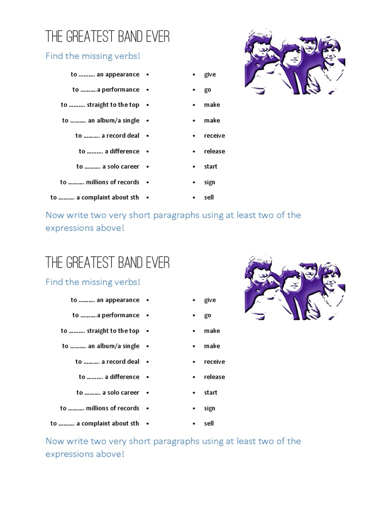 Missing Verbs for Band Activities | PDF | Home & Garden