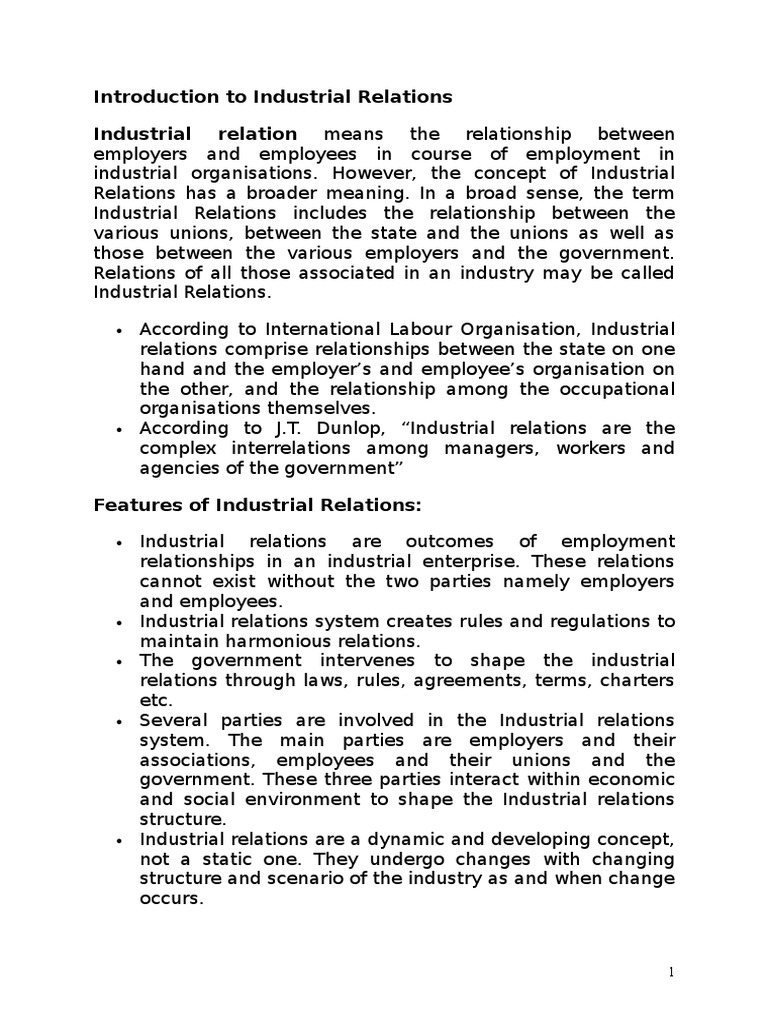iNDUSTRIAL RELATIONS | PDF | Industrial Relations | Employment
