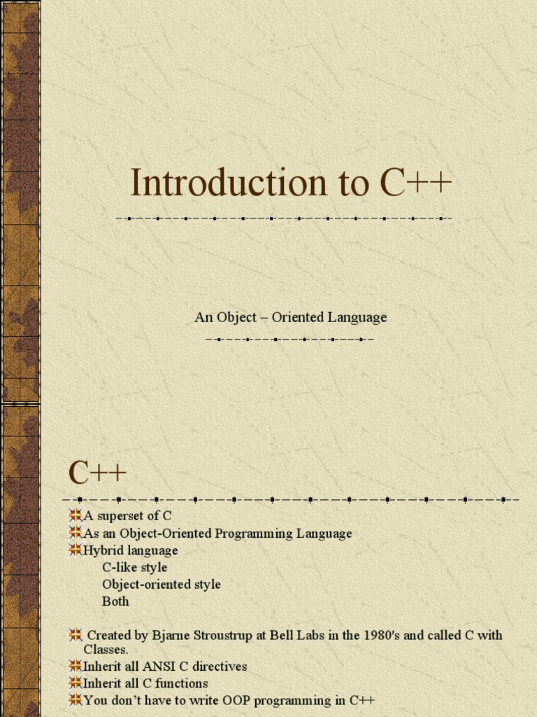 Introduction To C++: An Object - Oriented Language | PDF | C++ | Data Type