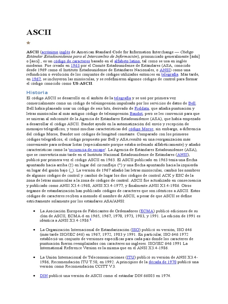 Codigo Ascii | Descargar gratis PDF | Ascii | Codificación de caracteres
