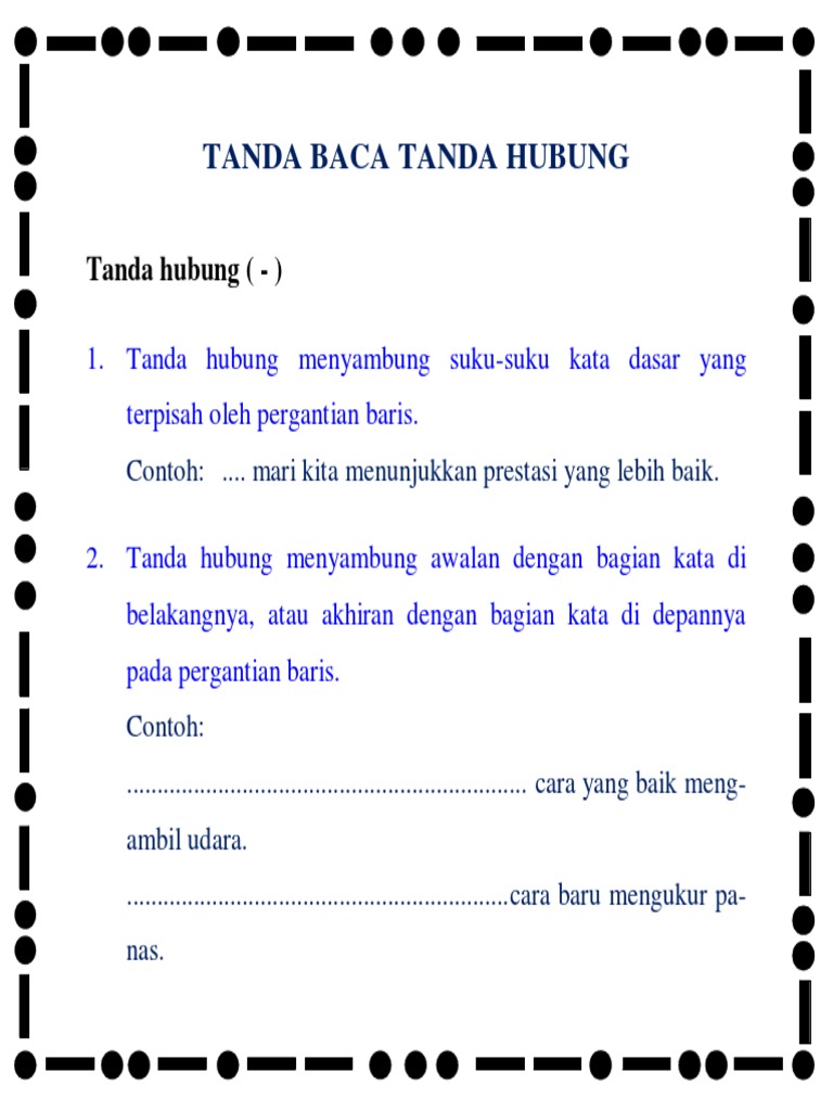 Tanda Baca Tanda Hubung Dalam Bahasa Indonesia | PDF