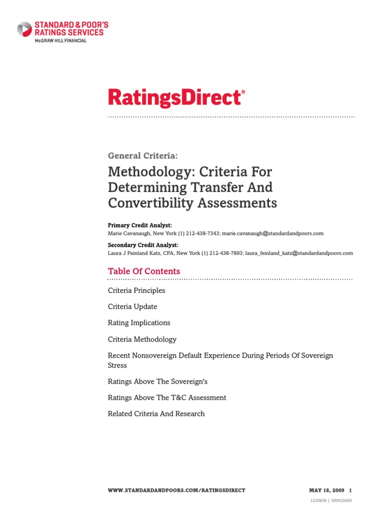 Criteria SandP (Transfer and Convertibility Assessments) | PDF | Credit ...