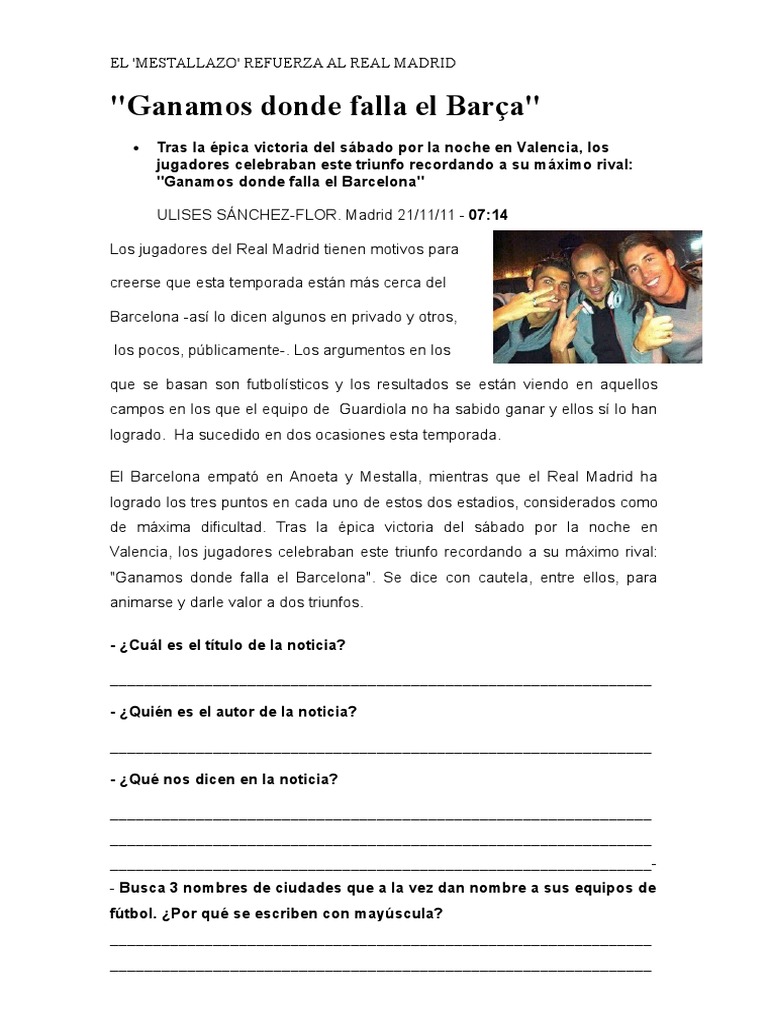 Comprensión Lectora Deportes | PDF | FC Barcelona | Asociación de ...