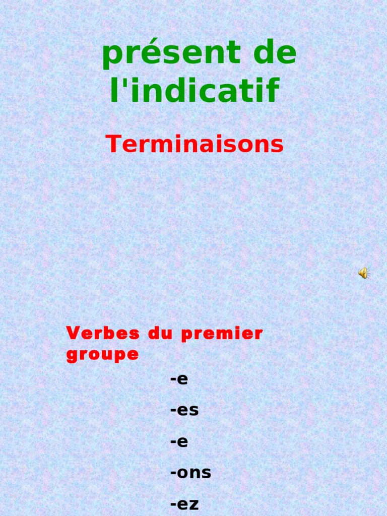 Présent de L'indicatif | PDF