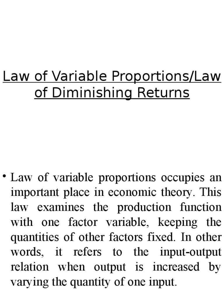 Law of Variable Proportions | Labour Economics | Economic Theories