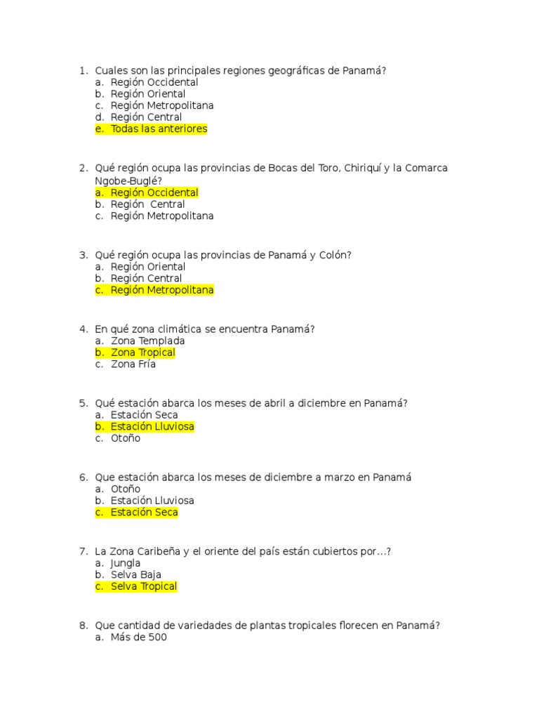 Cuales Son Las Principales Regiones Geográficas de Panamá | PDF ...