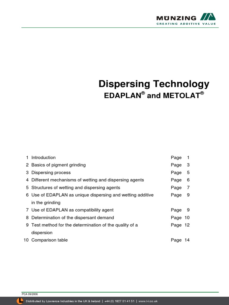 Li Edaplan Metolat Dispersing Technology | PDF | Paint | Ion