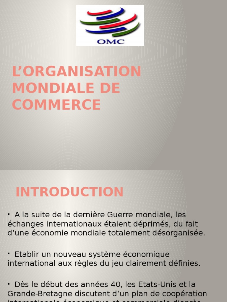 L - Organisation Mondiale de Commerce | PDF | Organisation mondiale du ...