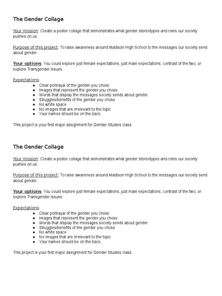 Gender Stereotypes Poster Project | PDF | Self-Improvement