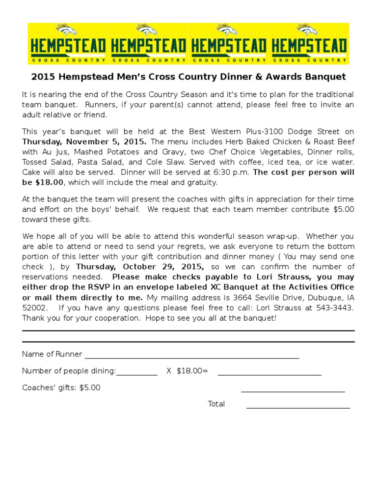 2015 XC Banquet Letter | PDF