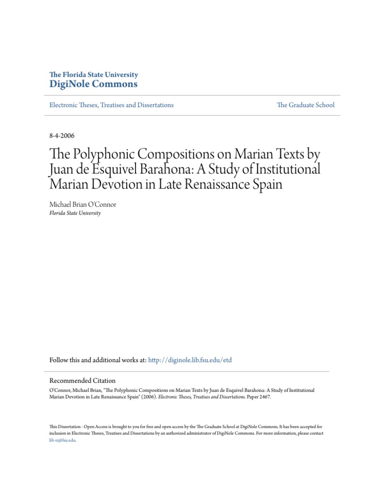 The Polyphonic Compositions On Marian Texts by Juan de Esquivel B | PDF ...