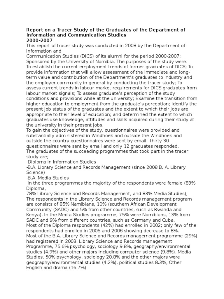 A Tracer Study of The Graduates of The Department of Information and ...