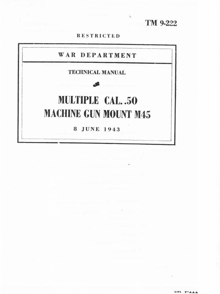 Quad 50 TM9-222 Multiple Cal .50 MG Mount M45 | PDF