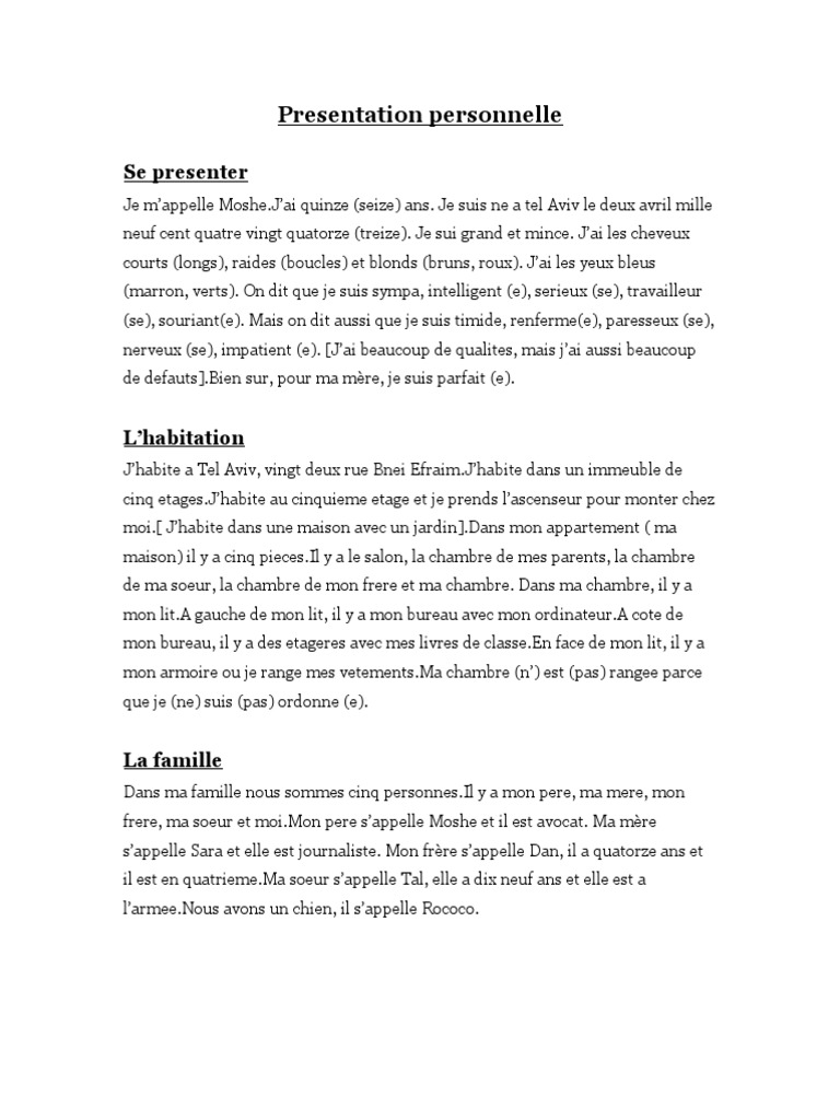 Presentation Personnelle | PDF | Comportement nutritionnel des humains ...