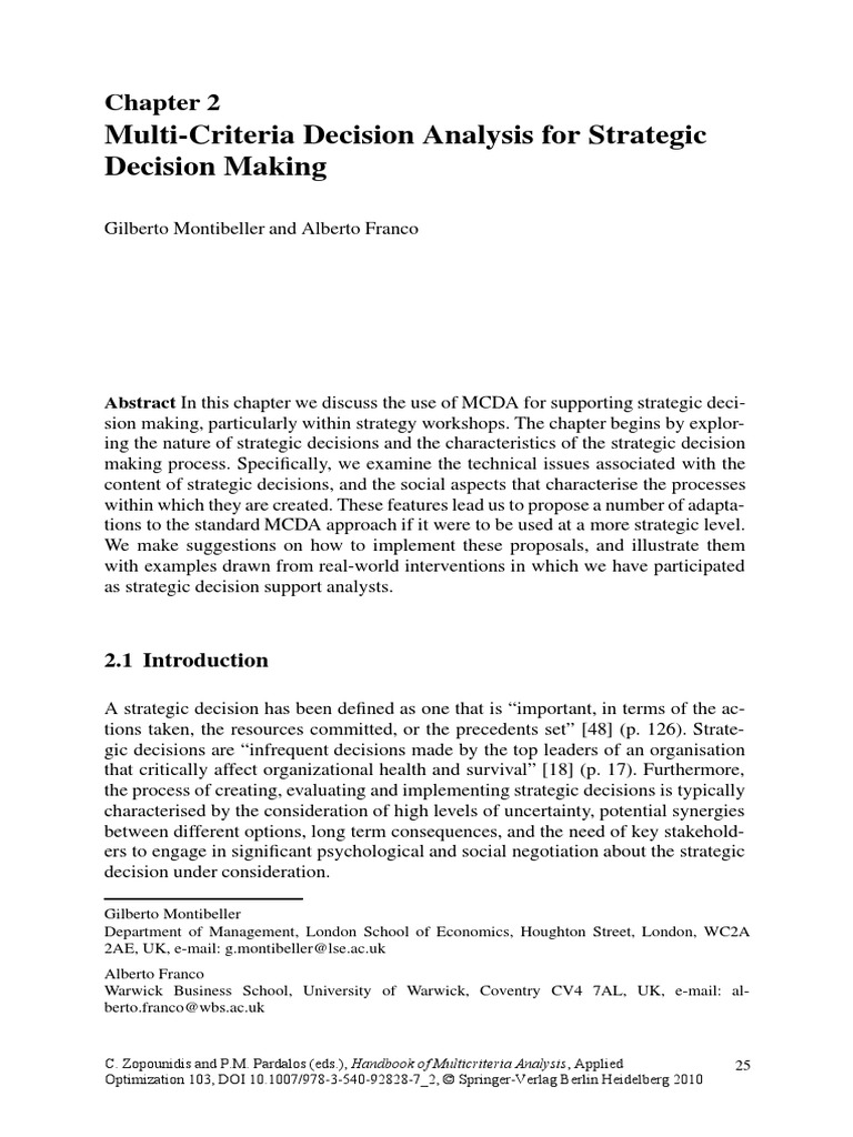 Multi-Criteria Decision Analysis For Strategic Decision Making | PDF ...