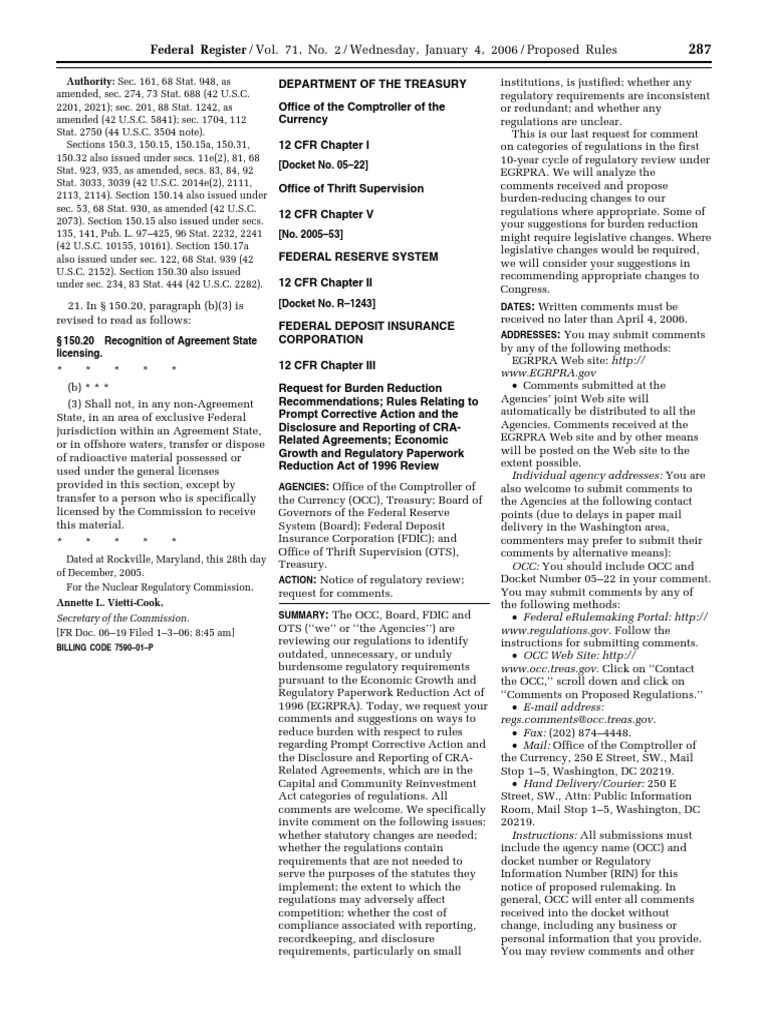 Proposed Rule: Economic Growth and Regulatory Paperwork Reduction Act ...