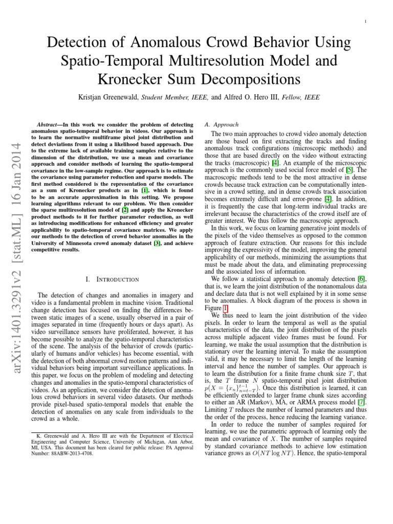 Detection Of Anomalous Crowd Behavior Using Spatio Tempora