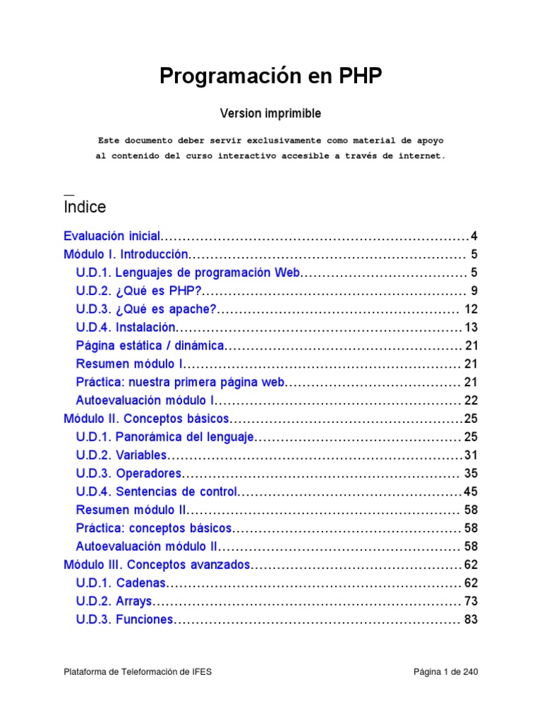Programación en PHP | PDF | Php | Página web