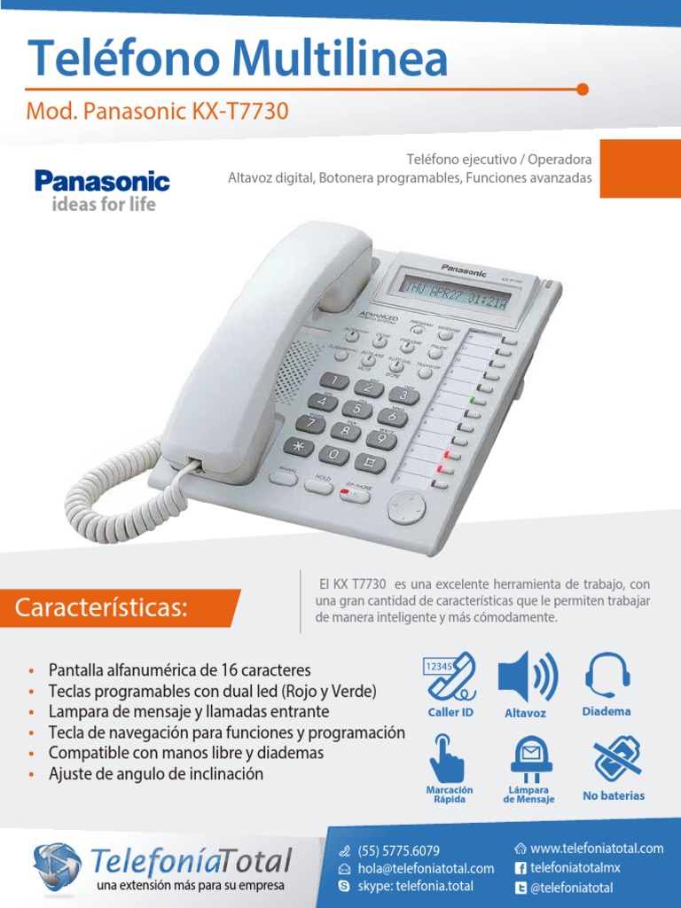 Manual de Teléfono Multilinea KX-T7730 | PDF | Teléfono | Electrónica