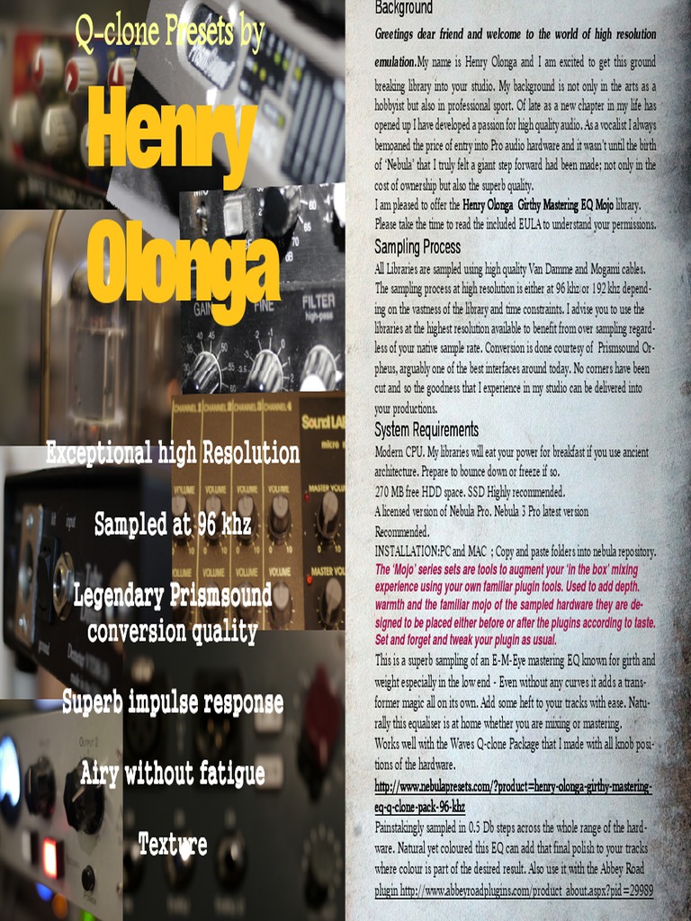 Henry Olonga Girthy Mastering EQ Mojo | PDF | Sampling (Signal ...