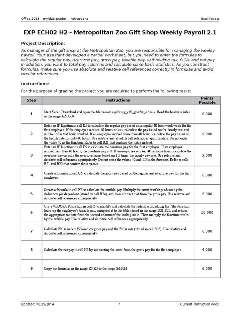 EXP ECH02 H2 - Metropolitan Zoo Gift Shop Weekly Payroll 21 ...