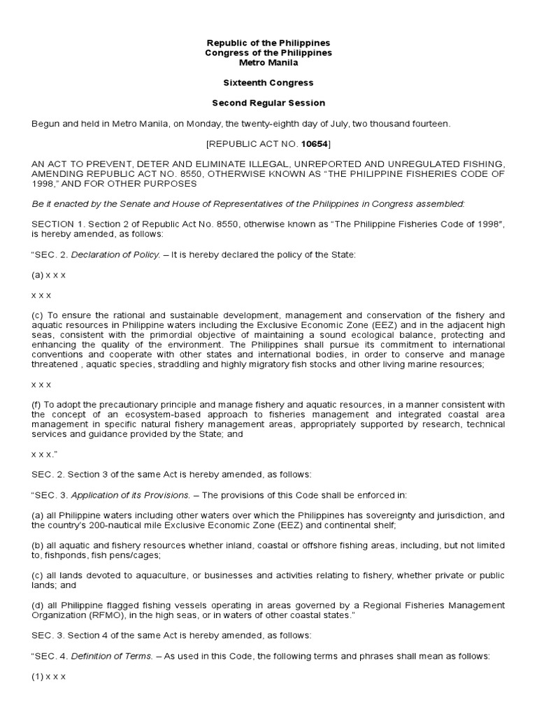 Overview of Republic Act 10654 Sections | PDF | Fine (Penalty) | Fish ...