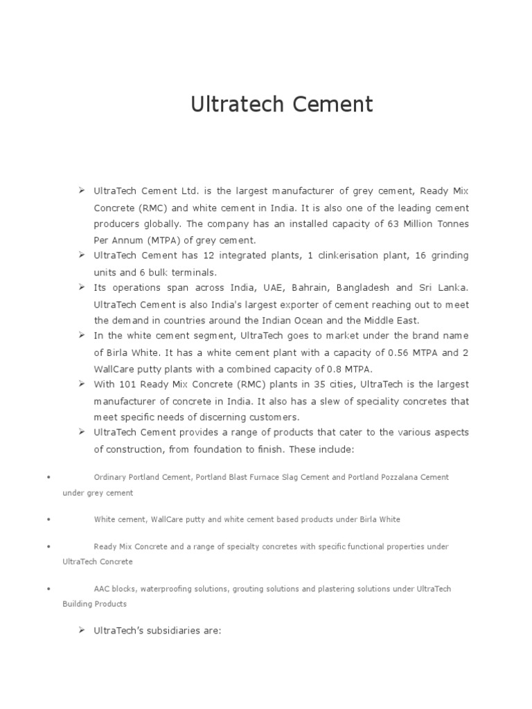 Ultratech Cement | PDF | Joining | Concrete