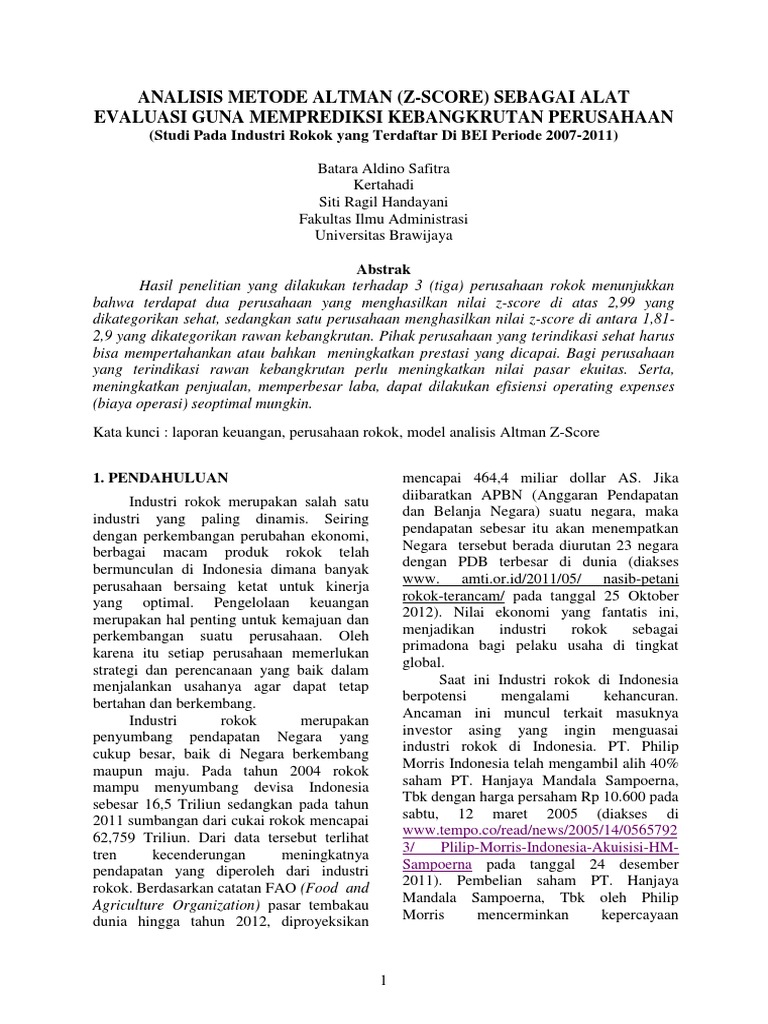 Metode Altman Z Score | PDF