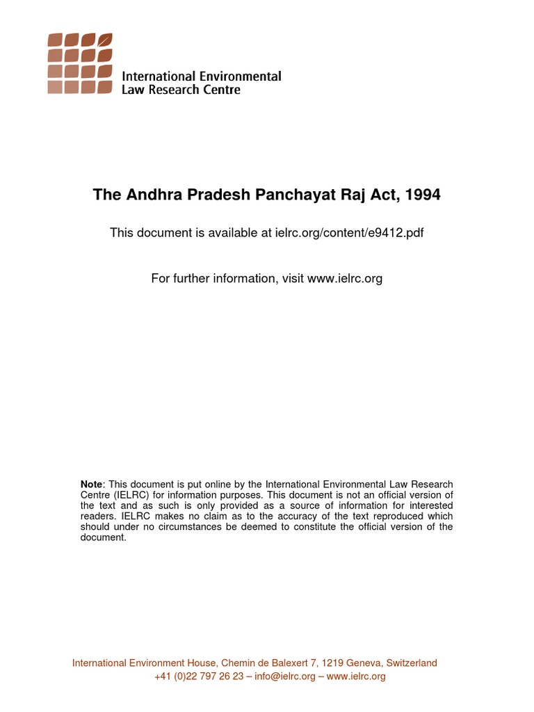 Andhra Pradesh Panchayat Raj Act 1994 | PDF | Computers