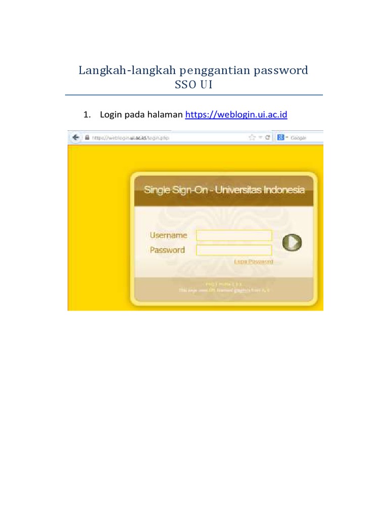 Langkah-Langkah Penggantian Password SSO UI | PDF
