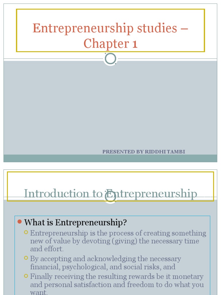 Entrepreneurship Studies Chapter 1 1232804769353991 2 | PDF ...