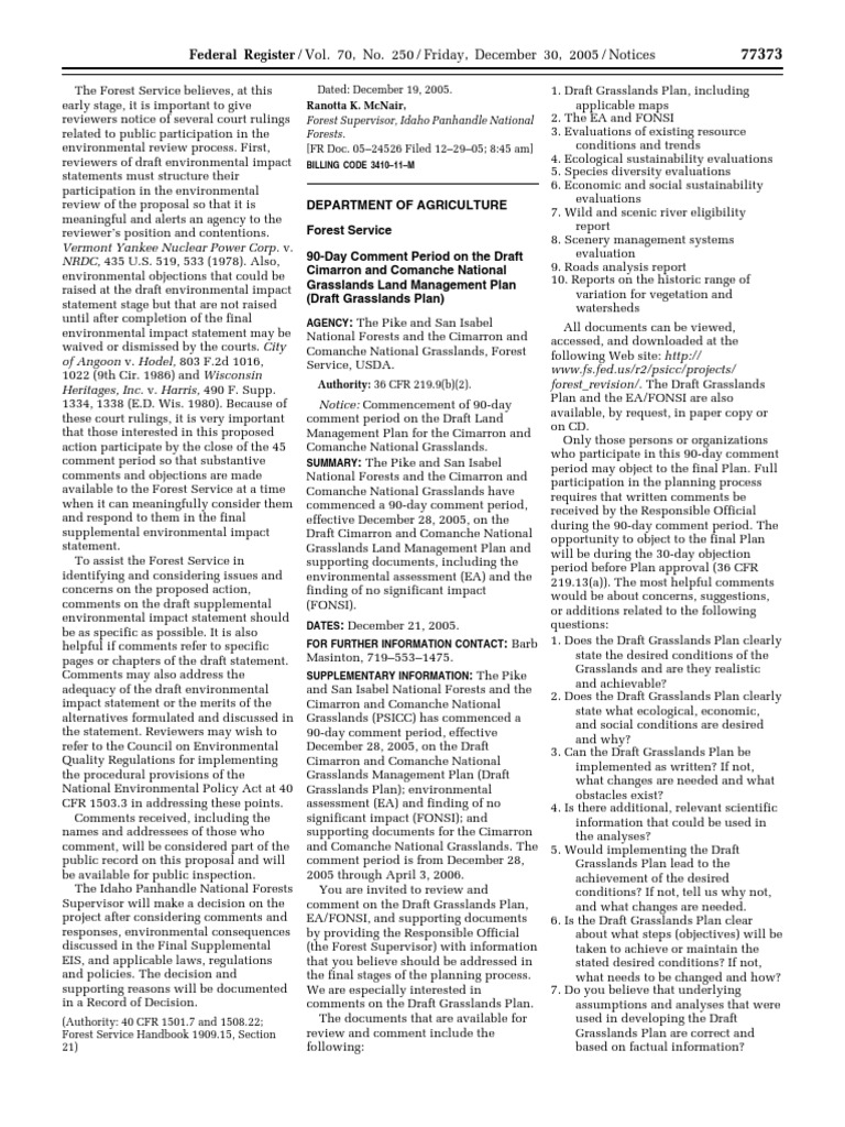 Notice: Environmental Statements Notice of Intent: Cimarron and ...