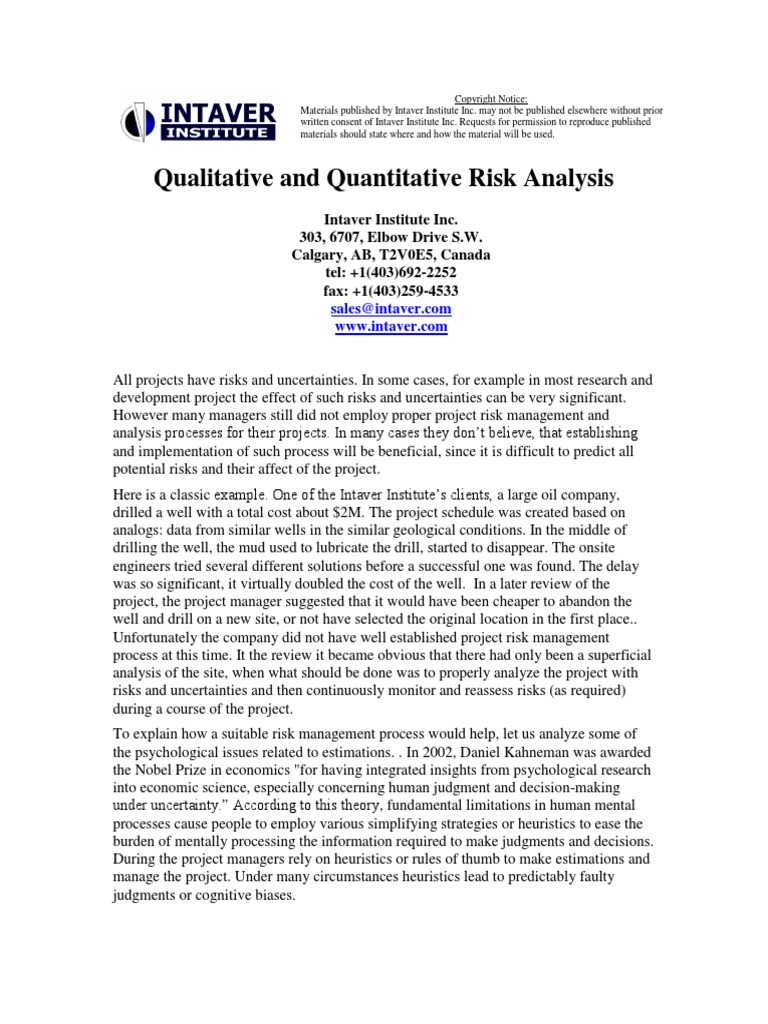 Qualitative and Quantitative Risk Analysis | PDF | Risk | Risk Management