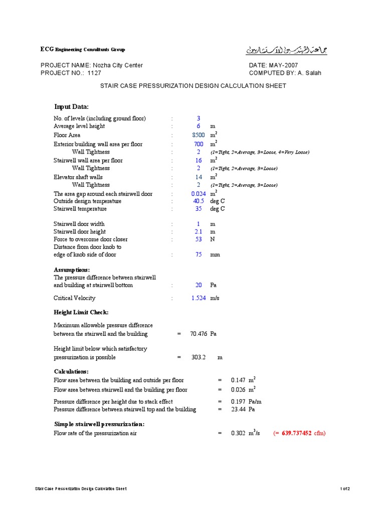 Staircase Pressurization Design Overview | PDF | Stairs | Pressure