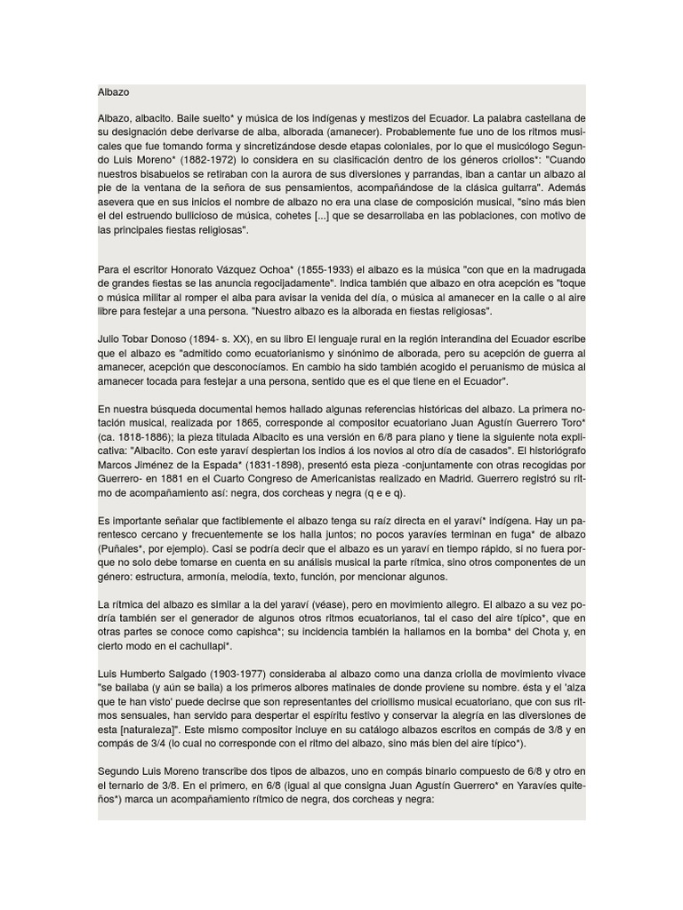 Albazo: Danza y Música Ecuatoriana | PDF | Ritmo | Teoría musical