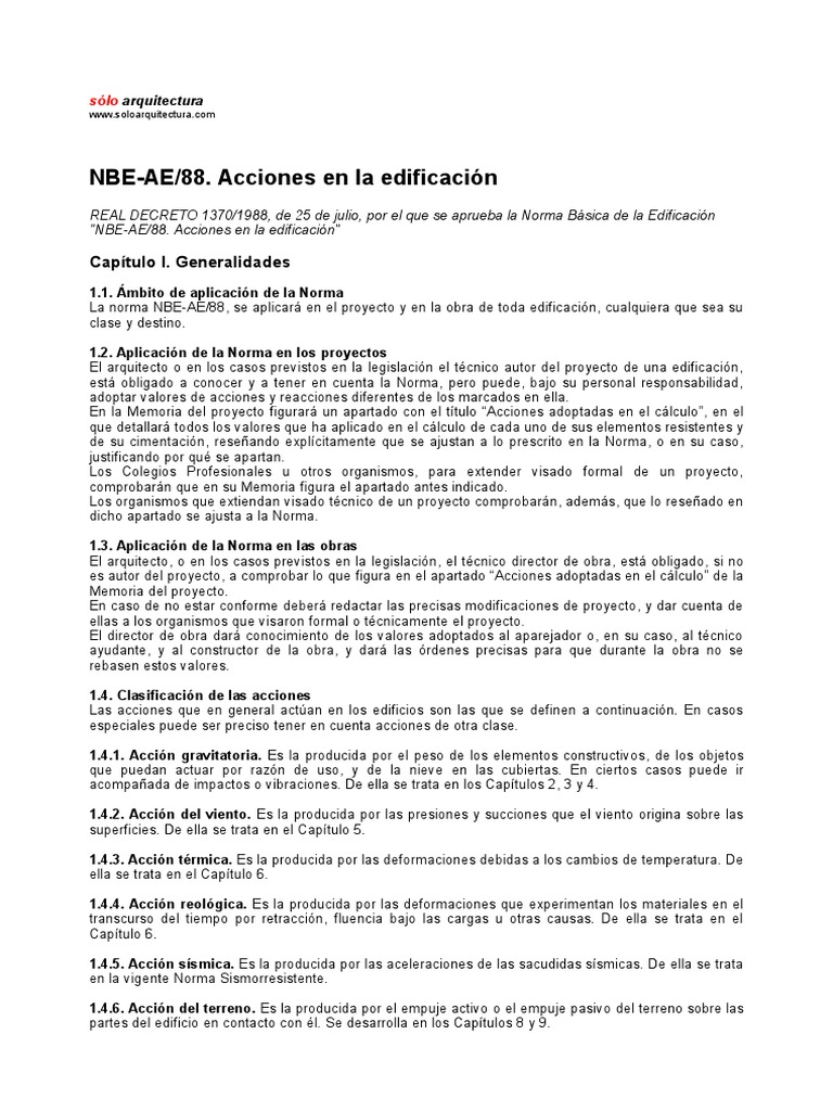 Cargas y Sobrecargas NBE-AE-88 | PDF